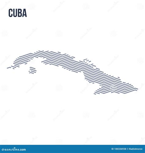 Vector Abstract Hatched Map Of Cuba With Zig Zag Lines Isolated On A