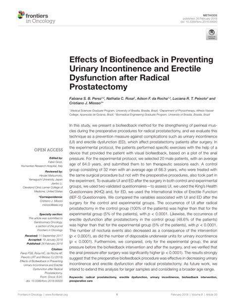 Pdf Effects Of Biofeedback In Preventing Urinary Incontinence And
