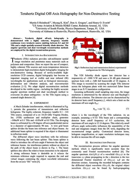 Pdf Terahertz Digital Off Axis Holography For Non Destructive Testing