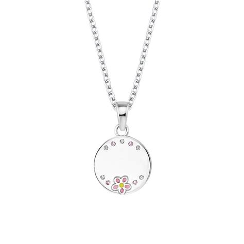 Girls Necklace Flower In Sterling Silver Engravable
