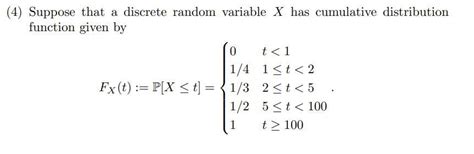 Solved Suppose That A Discrete Random Variable X Has Chegg