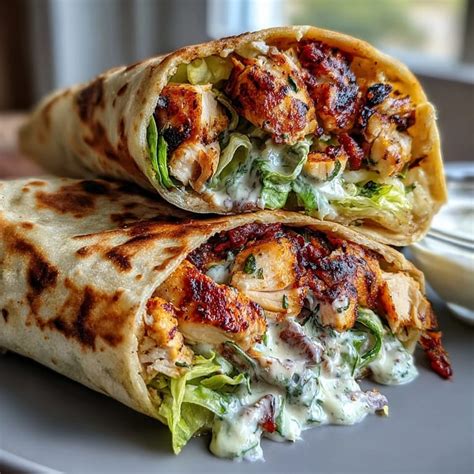 Garlic Naan Grilled Chicken Caesar Wraps Fusion Indian American