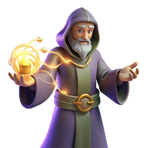 Magnificent Traditional 3d Wizard Illustration Magical Orb Premium