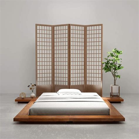 Festnight Japanese Style Futon Bed Frame Solid Wood Sheesham Finish 1