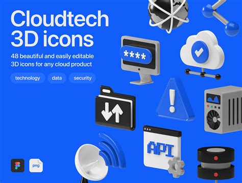 48 cloudtech 3d icons free design resources