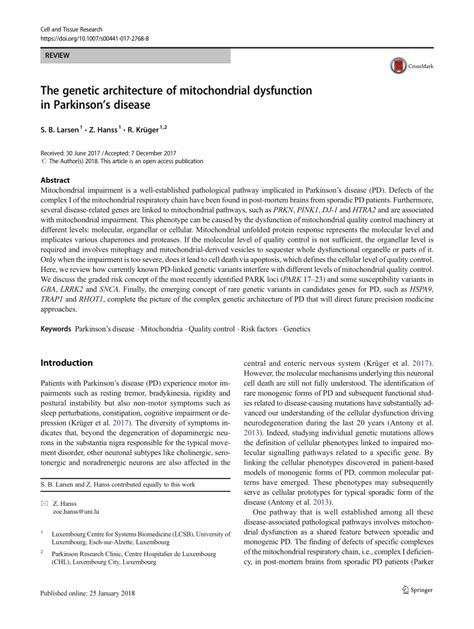 Pdf The Genetic Architecture Of Mitochondrial Dysfunction In