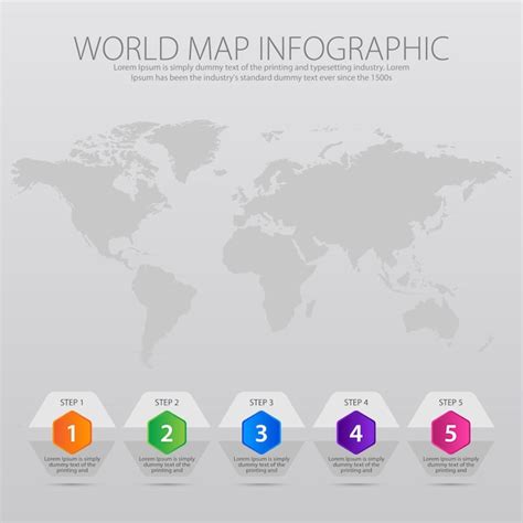 세계 지도 인포그래픽 프리미엄 벡터