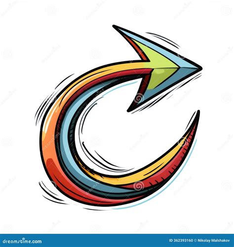 Hand Drawn Colorful Curved Arrow Forming A Circular Loop Symbolizing Continuous Process