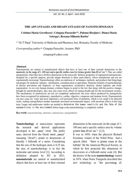 The Advantages And Disadvantages Of Nanotechnology Ed Pdf Pdf Nanotoxicology Nanotechnology