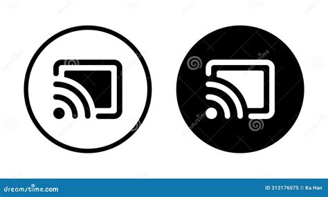 Screen Cast Icon Vector On Black Circle Screencast Sign Symbol Stock Vector Illustration Of