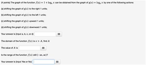 solved 4 points the graph of the function f x 1 log4