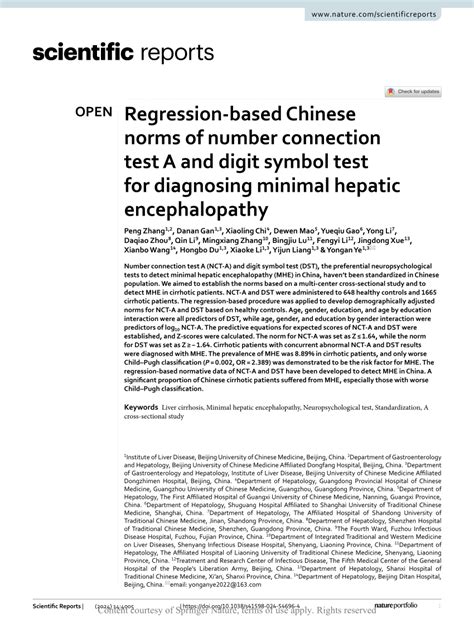 Pdf Regression Based Chinese Norms Of Number Connection Test A And