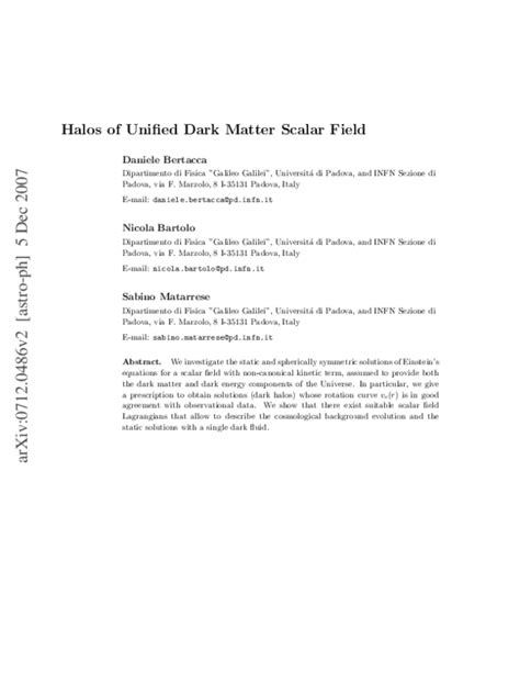 Pdf Halos Of Unified Dark Matter Scalar Field