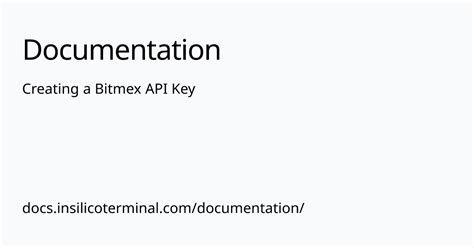 Creating A Bitmex Api Key Documentation
