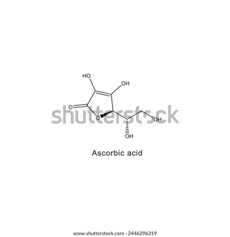 Ascorbic Acid Skeletal Structure Diagramvitamin C Stock Vector Royalty