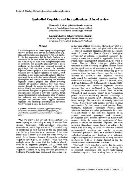 Embodied Cognition Pdf Embodied Cognition Mind