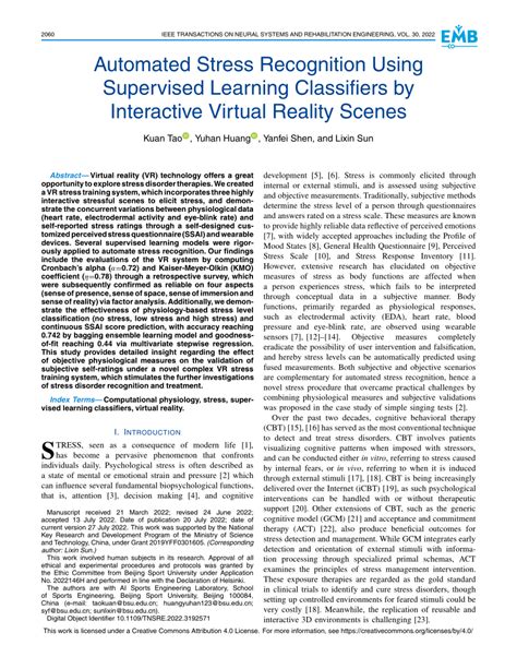 PDF Automated Stress Recognition Using Supervised Learning