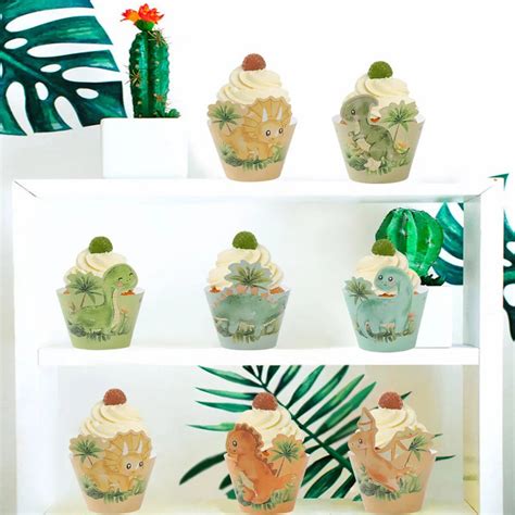 Badu Bg Опаковка за тарталети с динозаври Декорации за празненство Честит рожден ден Деца Вложка