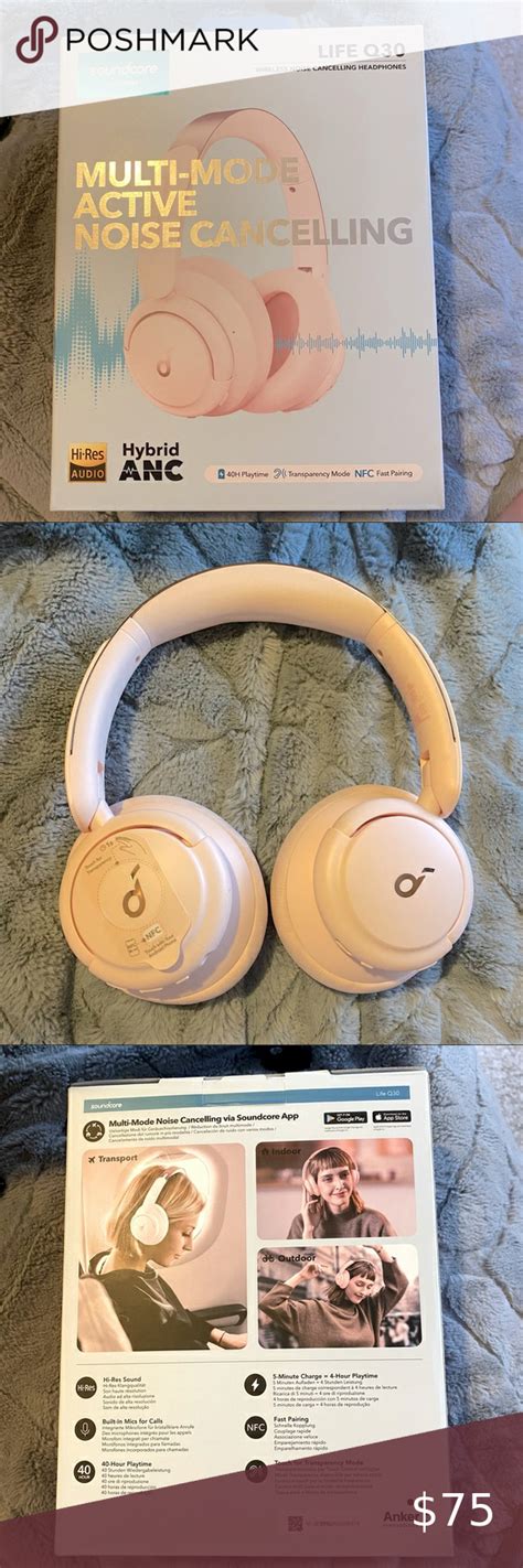 Soundcore Light Pink Noise Cancelling Headphones - Life Q30 NIB - Never ...