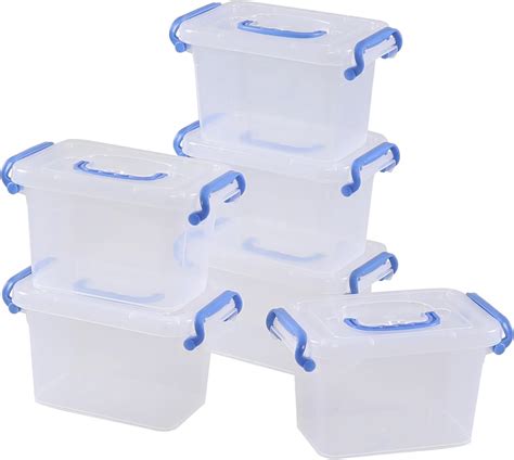 Lasbily 6 Packs Mini Plastic Clear Storage Box Container