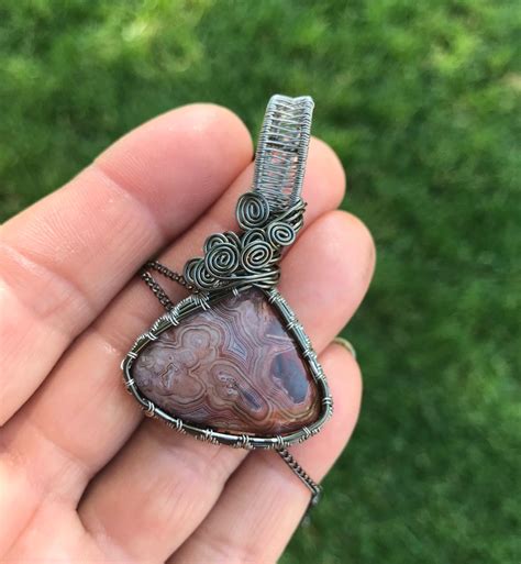 Agate Wire Wrap Multi Colored Wire Wrapped Crazy Lace Agate Necklace Etsy
