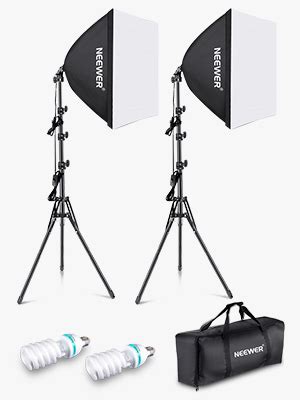 Neewer 700w Equivalent Softbox Lighting Kit 2pack 5500k Cfl Lighting Bulbs 24x24 Inches