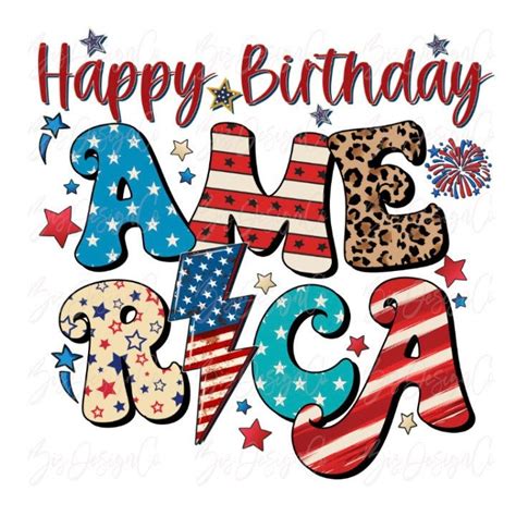 Retro Happy Birthday America Png Leopard 4th Of July Sublimation