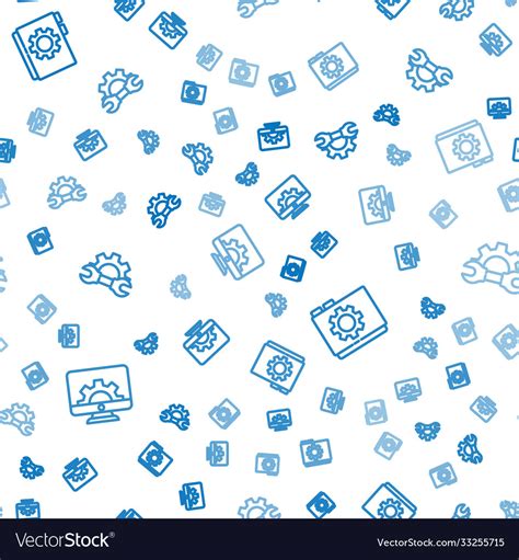 Set Line Computer Monitor And Gear User Manual Vector Image