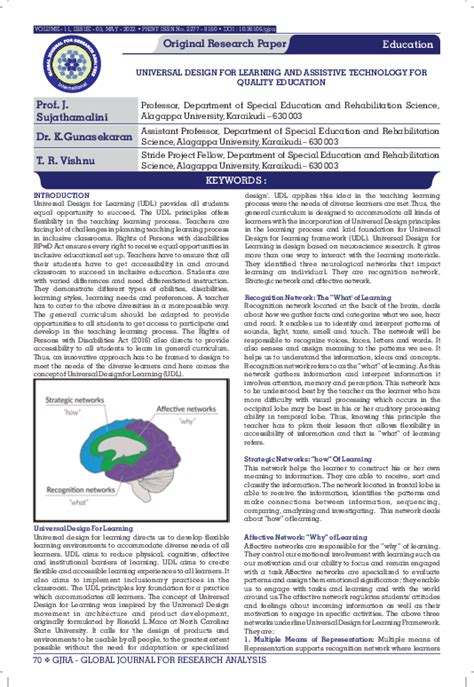 Pdf Universal Design For Learning And Assistive Technology For Quality Education