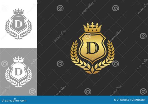 Letra D Coroa Andrainha No Logotipo Do Escudo Ilustração Do Vetor