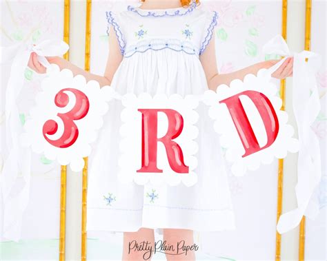 3rd Grade Banner Watercolor Red Scallop Edge Banner Pdf Printable