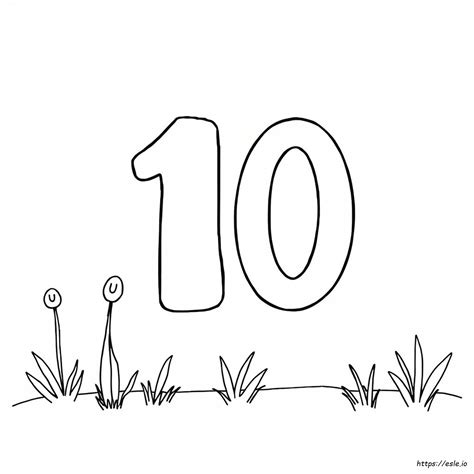 Printable Number 10 Coloring Page