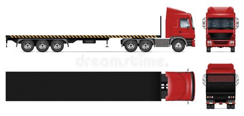 Flatbed Truck And Trailer Clip Art Semi Truck With Flatbed Trailer