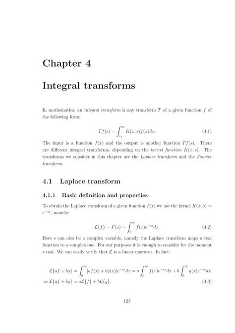 Pdf Chapter 4 Integral Transforms Universität Wien · Chapter 4 Integral Transforms