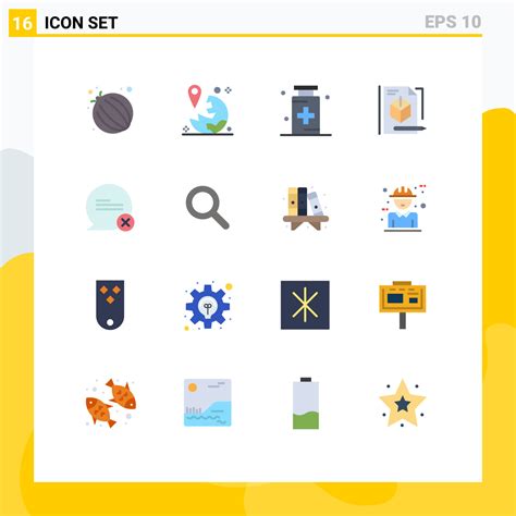 Stock Vector Icon Pack Of 16 Line Signs And Symbols For Chat Pencil Anatomy Box Medicine