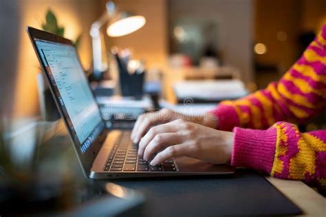 Close Up Of Hands Typing On A Laptop Stock Illustration Illustration