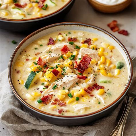 Creamy Chicken Corn Chowder With Bacon Hearty Winter Soup Cooking