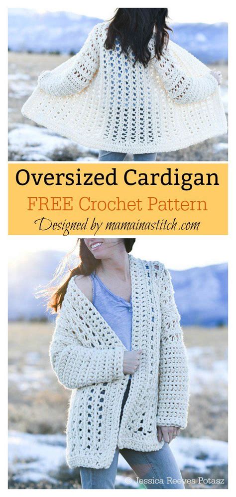 Easy Oversized Cardigan Crochet Pattern Slouchy Crochet Cardigan