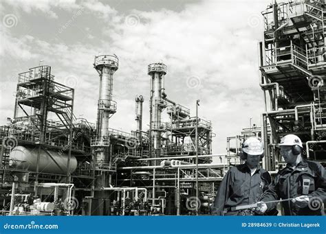 Refinery Workers And Pipeline Station Stock Image