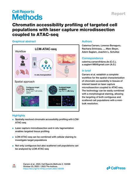 Pdf Chromatin Accessibility Profiling Of Targeted Cell Populations With Laser Capture