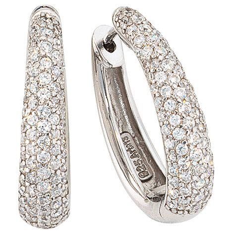 Creolen Oval 925 Sterling Silber Mit Zirkonia Ohrringe Silbercreolen