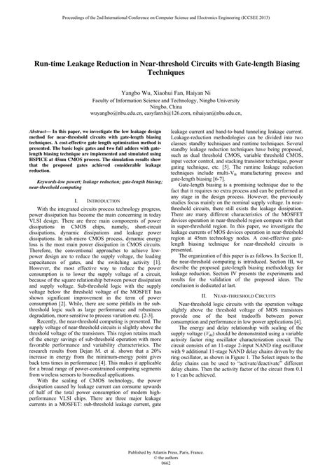 Pdf Run Time Leakage Reduction In Near Threshold Circuits With Gate