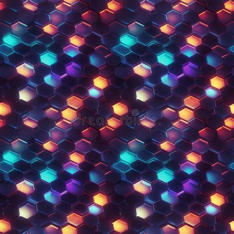 Hexagon Seamless Pattern Glowing Geometric Honeycomb Background