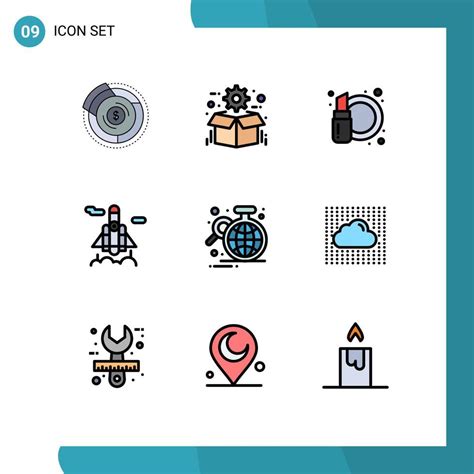 Stock Vector Icon Pack Of 9 Line Signs And Symbols For Analysis Space