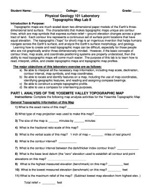 Fillable Online Physical Geology Laboratory Topographic Map Lab II Fax Email Print PdfFiller