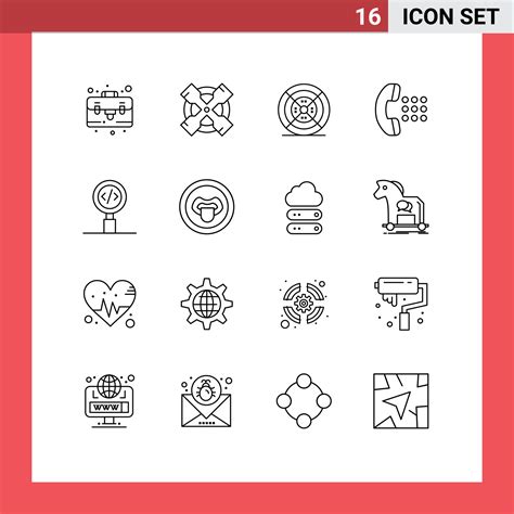 16 thematic vector outlines and editable symbols of programming coding