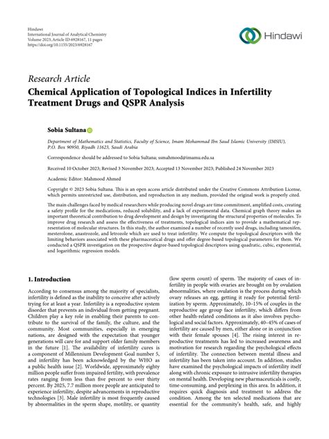 Pdf Chemical Application Of Topological Indices In Infertility