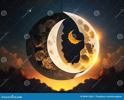 Luminous Skies A Captivating Sun And Moon Collection Stock