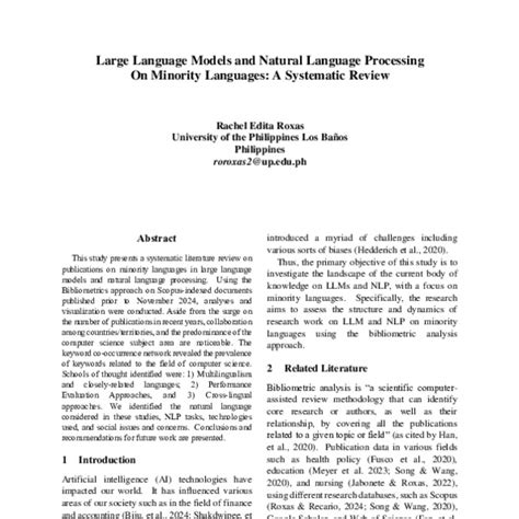 Large Language Models And Natural Language Processing On Minority Languages A Systematic Review