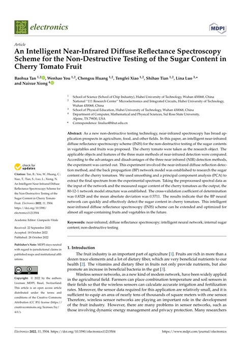 pdf an intelligent near infrared diffuse reflectance spectroscopy